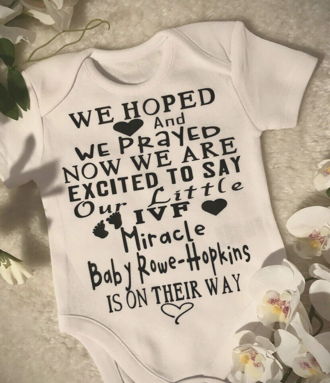Personalised baby grow vest IVF miracle baby shower gift coming soon ...