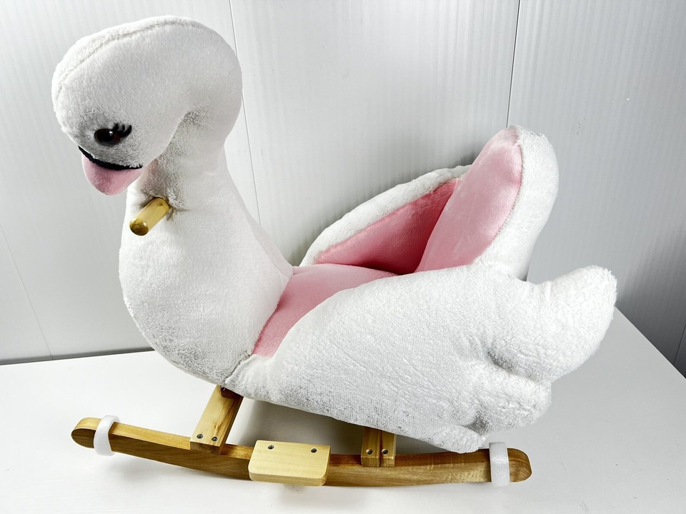 Plush Ride On Toy Rocking Horse Swan Style Animal Rocker For Kids | eBay