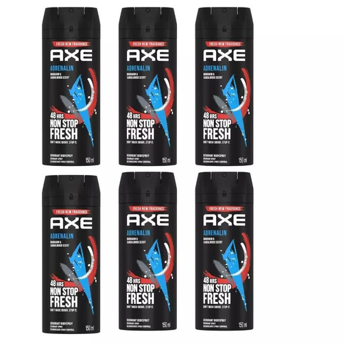 6 x Axe ( Lynx) Deodorant Body Spray 150ml Black Apollo Ice Excite ...