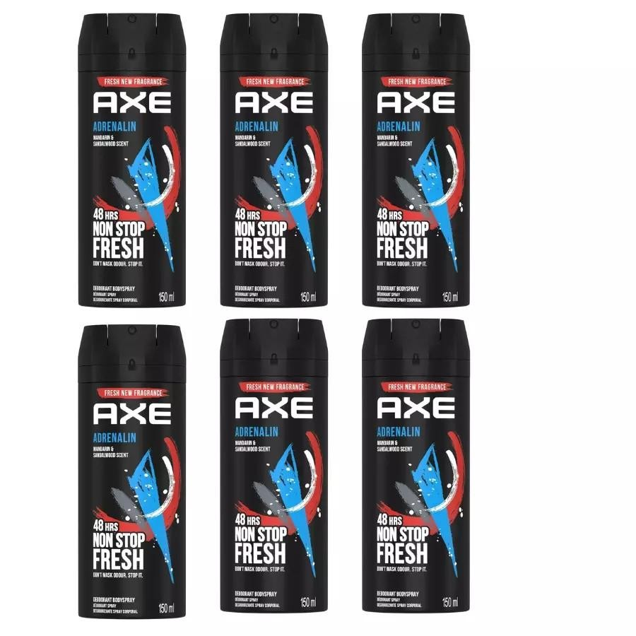 6 x Axe ( Lynx) Deodorant Body Spray 150ml Black Apollo Ice Excite ...