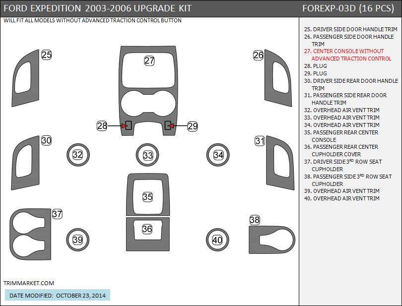 2003-2006 Ford Expedition Premium Interior Set Wood Dash Trim Kit ...