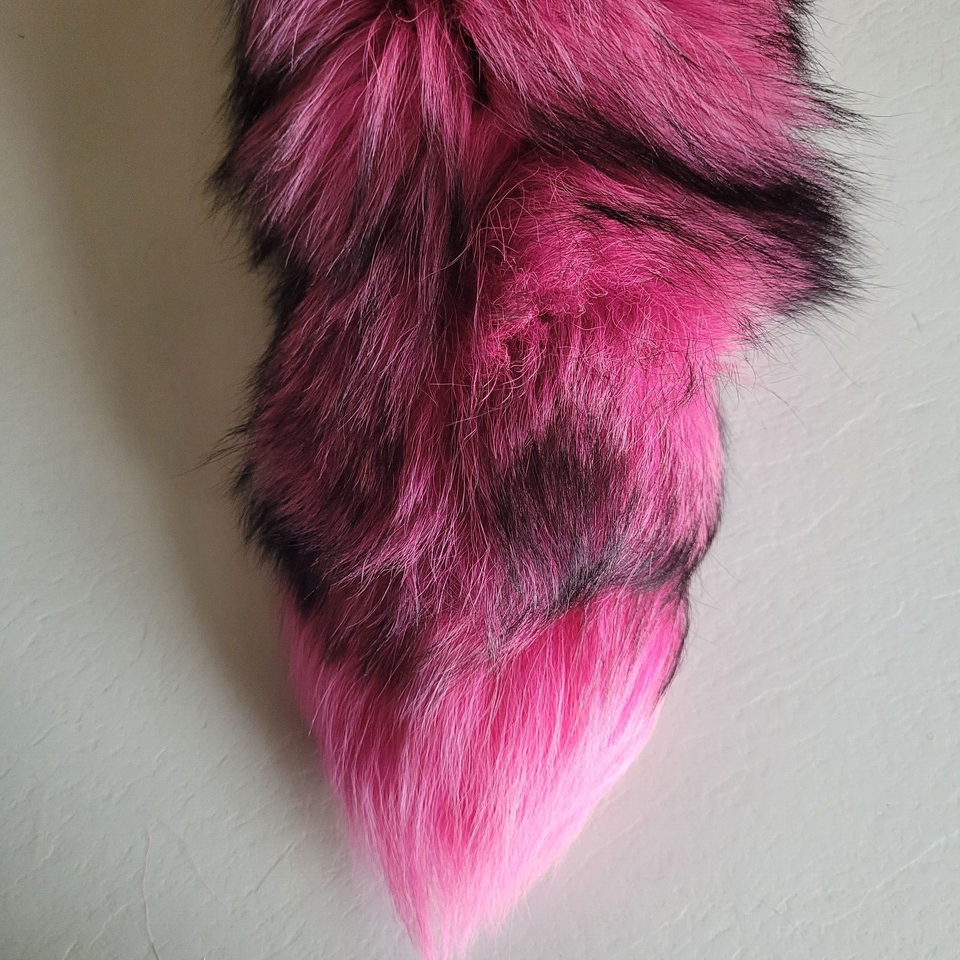 1 Natural Fur 2 Tone Fox Tail Key Chain Charm Genuine Real Animal XL ...