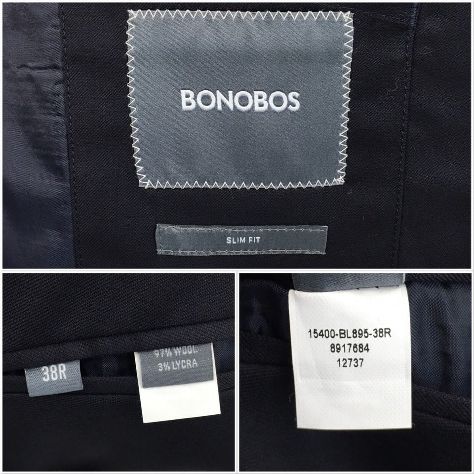 BONOBOS Mens Blazer Sport Coat Casual Jacket Size 38R Slim Wool Suit ...