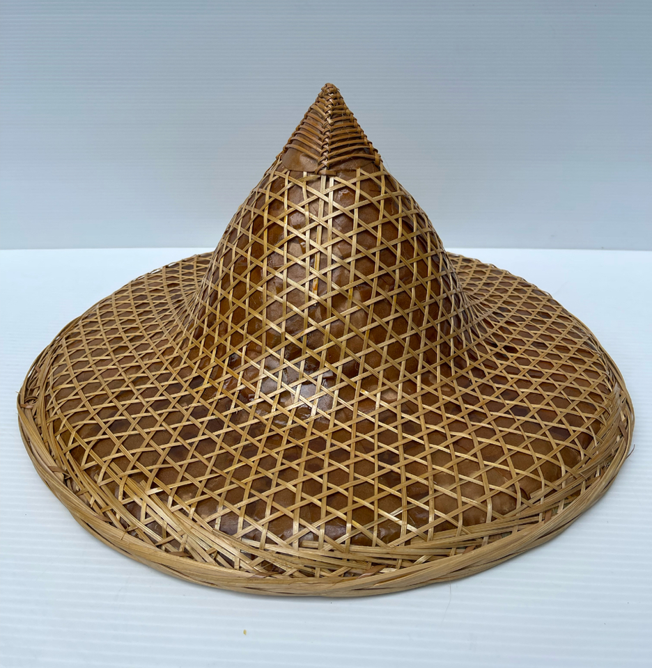 Thai Natural Handmade Kui Lei Pointed Chinese Hat Wide Brim Bamboo ...