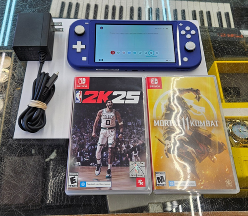 Nintendo Switch Lite HDH-001 32GB Blue Portable Game System Bundle MINT ...