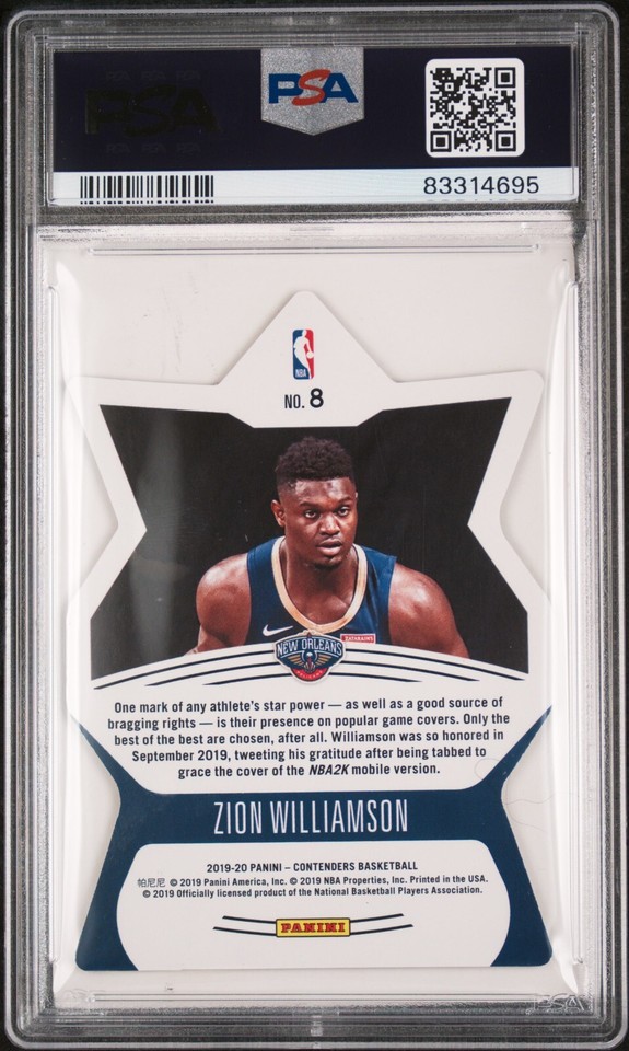 2019 Panini Contenders #8 Zion Williamson Superstar die cut Rookie RC ...