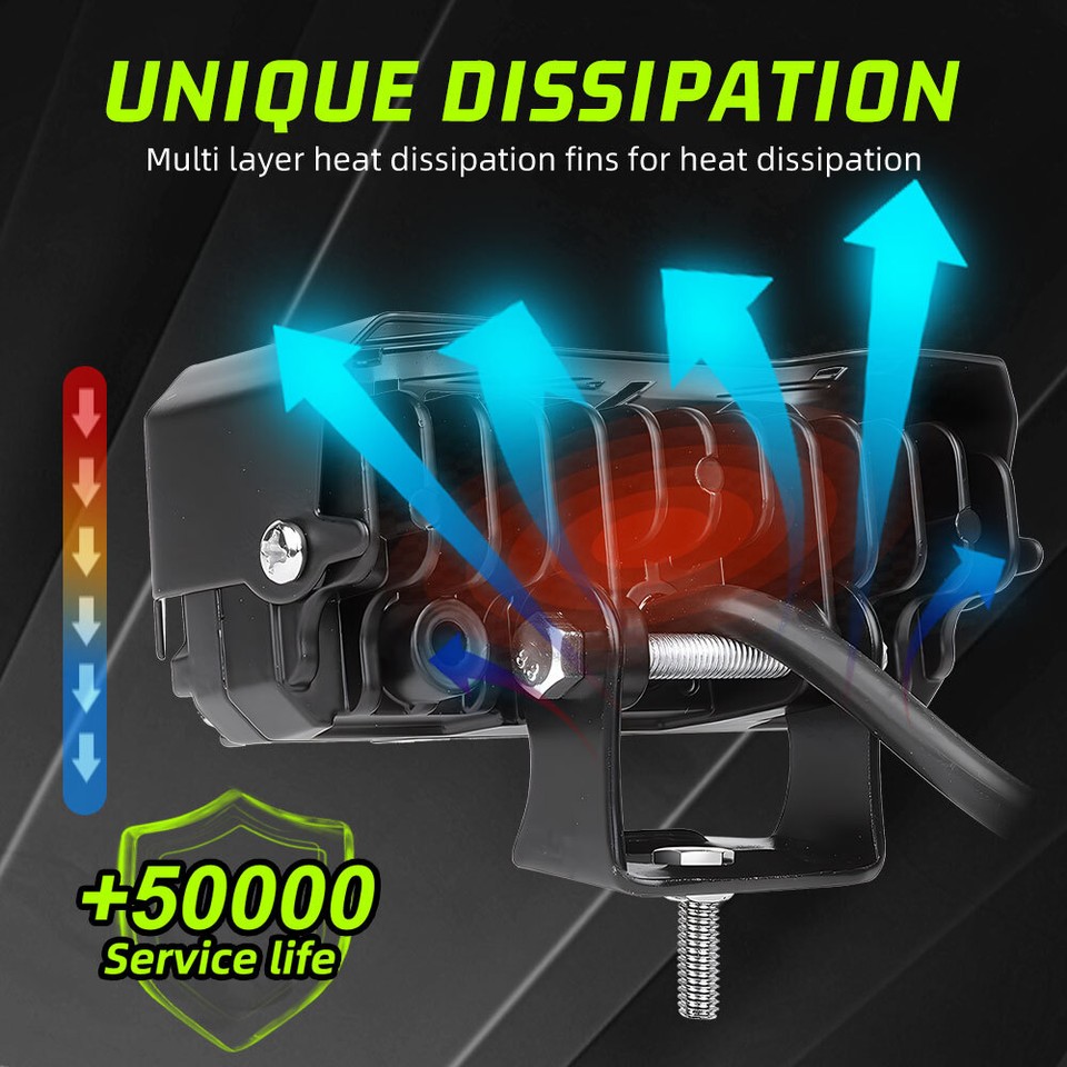 2X 120W 4" LED Cube Work Light Bar Yellow White Driving Fog Spot Pods ...