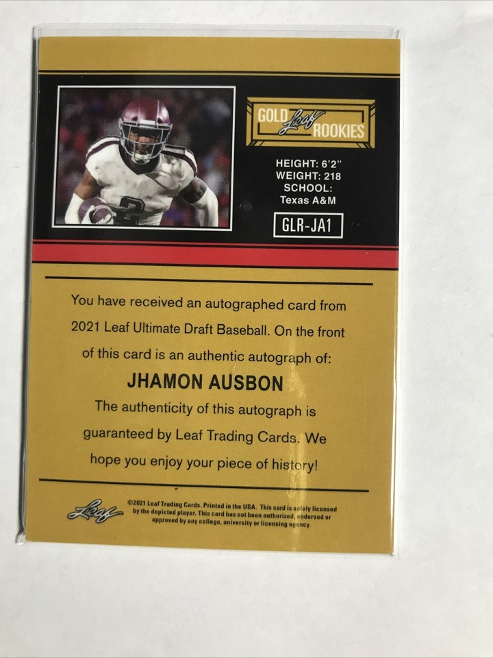 JHAMON AUSBON 2021 LEAF ULTIMATE DRAFT FOOTBALL ROOKIE AUTO 18/35 | eBay