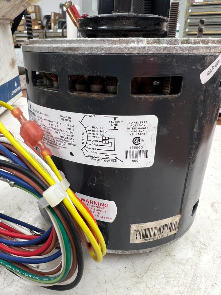 👀 NEW EMERSON 3/4 HP 8904 BLOWER MOTOR 115V 1075 RPM/3 1Ø 48Y FR ...