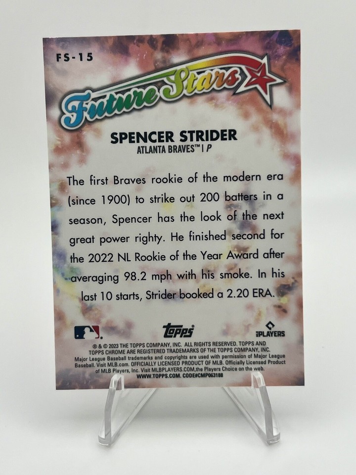 SPENCER STRIDER 2023 Topps Chrome Future Stars #FS-15 - Atlanta Braves ...