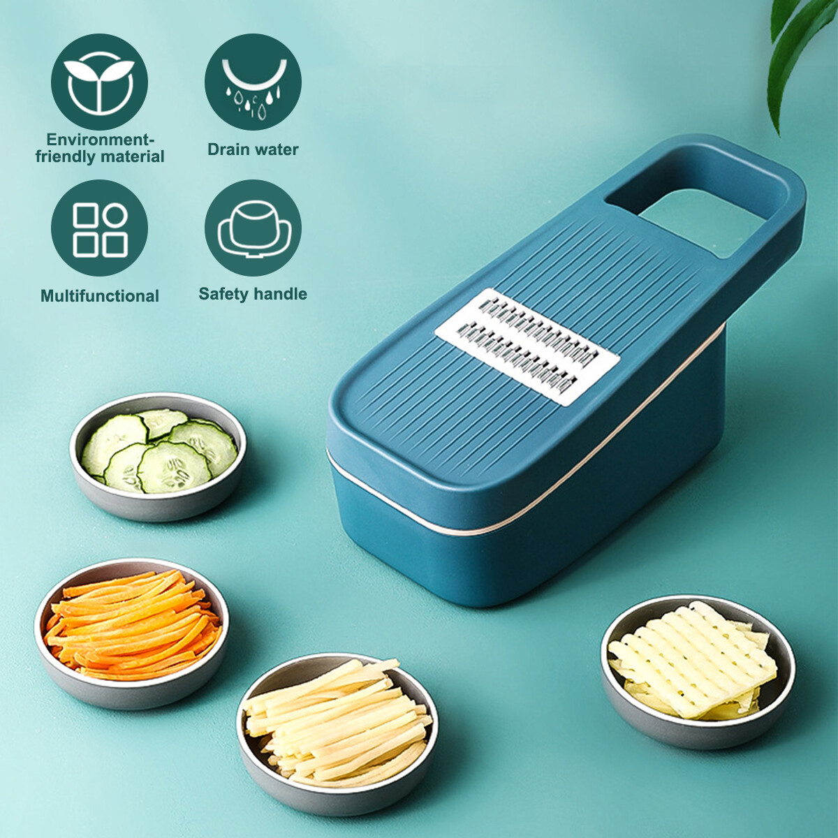 Vegetable Chopper Multi-Purpose Vegetable Slicer with 4 Stainless Steel ...