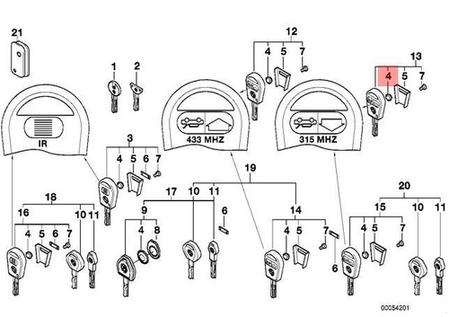 Genuine BMW E34 E36 E38 E39 E46 E52 E53 Ignition Key Battery OEM ...