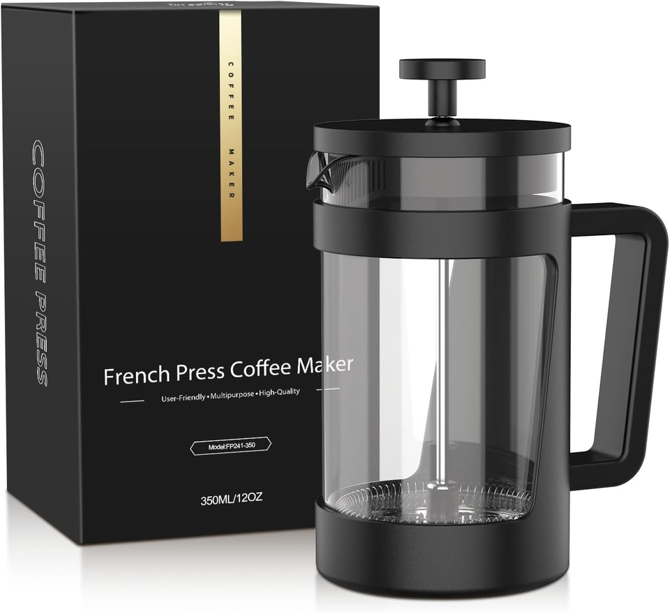 Small French Press 12 Oz, Mini French Press Coffee Maker 1 Cup, Single ...