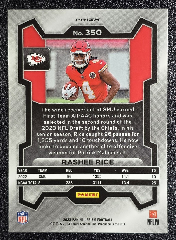 2023 Panini Prizm #350 Rashee Rice Purple Pulsar Rookie RC Chiefs | eBay