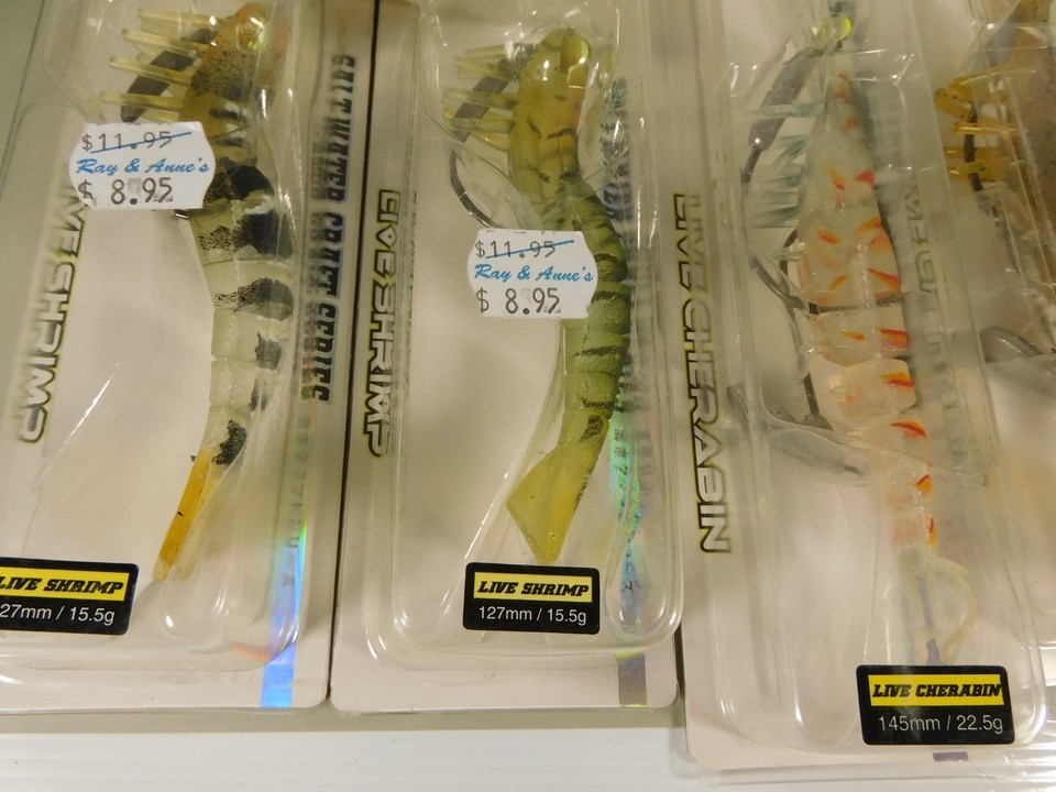 Mixed box lot of 13 X Zerek Live Cherabin Shrimp Soft Plastic Fishing ...