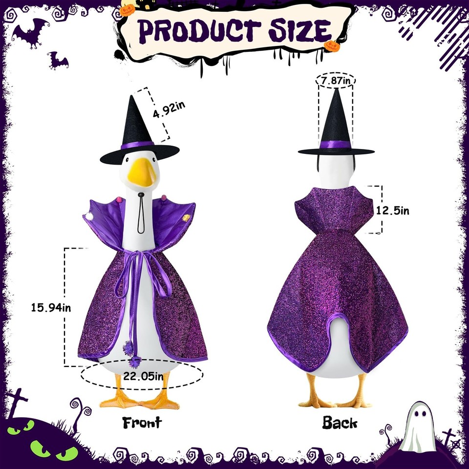 Halloween Porch Goose Outfit, 23-inch Witch Goose Outfit. Fall Goose ...