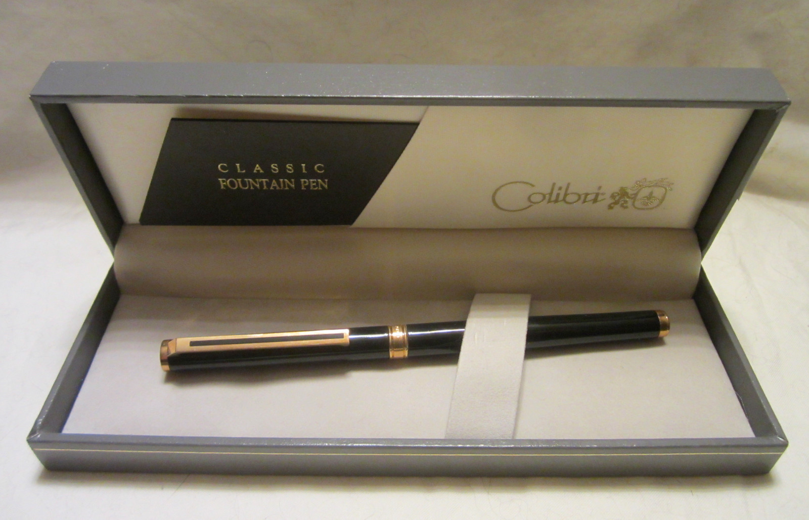 Colibri Classic Fountain Pen Black with Goldtone Accents in Gift Box ...