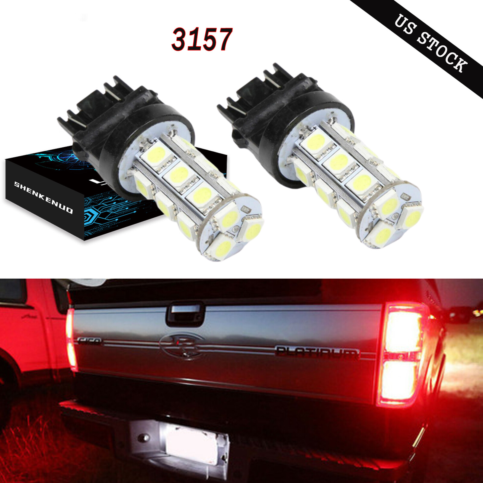 LED Brake Stop Tail Light Bulbs Lamps 3157 3057 3357 4057 Pure Red Mini ...