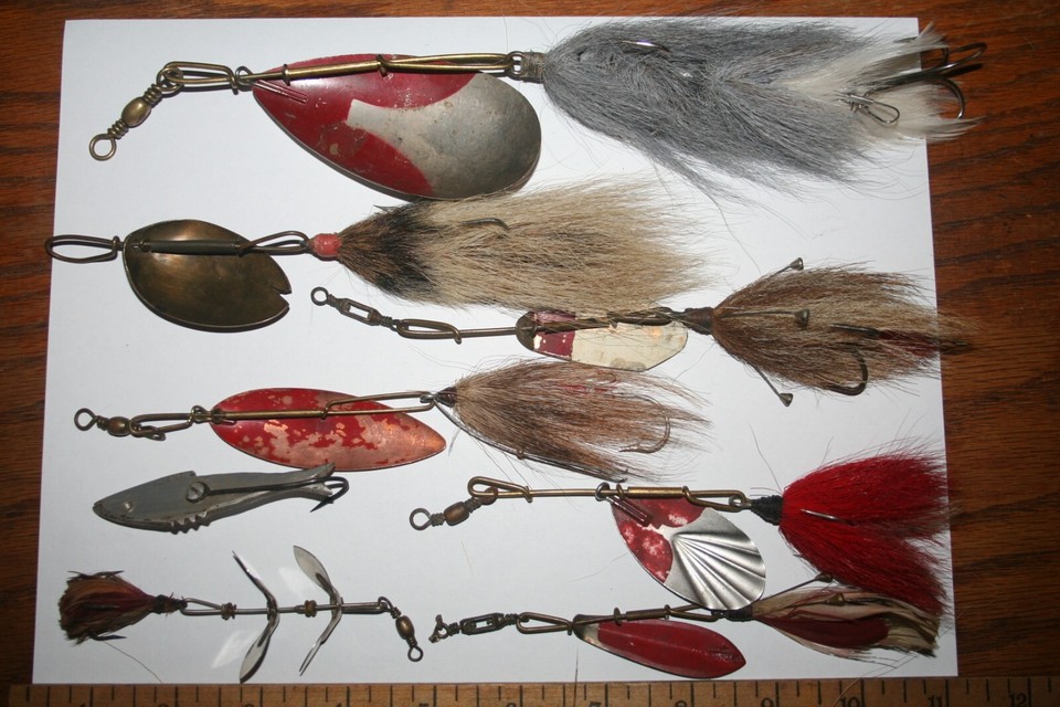 Vintage Lot of 8 Metal Fishing Spinners-Large and Small-Early Blades ...