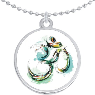 Watercolor Ohm Round Pendant Necklace Beautiful Fashion Jewelry | eBay