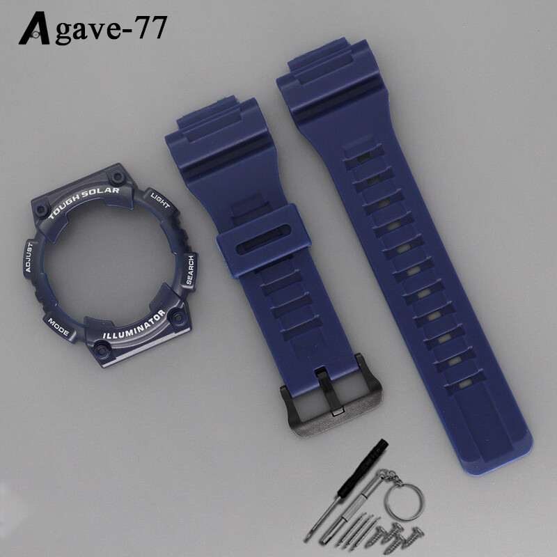 Watch Band Replacement Silicone Rubber Strap+Protective Case For Casio ...