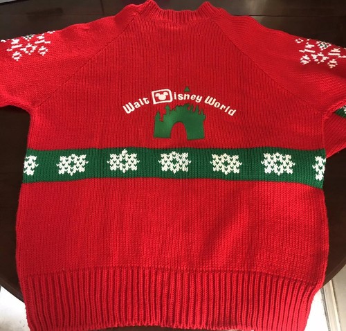 Walt Disney World Sweater Mickey Mouse Red Knit Crew Neck VTG OOAK ...