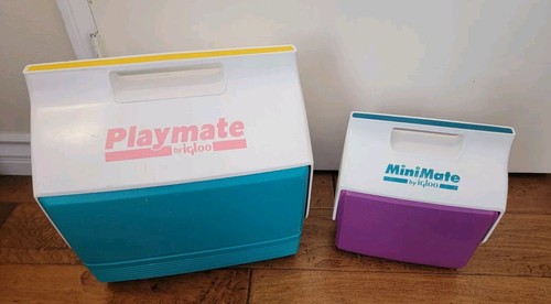 2 VTG 80s 90s Coolers Playmate Igloo Teal Pink Retro MiniMate Swivel ...