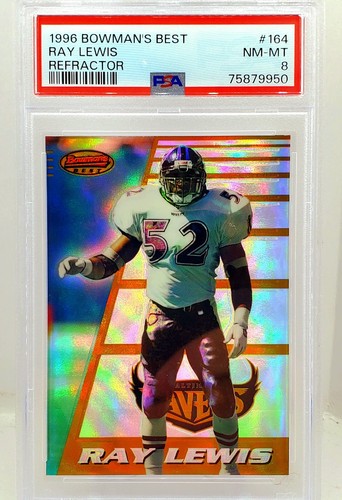 RARE 1996 Bowmans Best Ray Lewis Refractor ROOKIE Card #164 PSA NR MINT ...