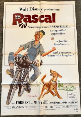 Rascal 1969 Walt Disney Original 27x41 US one sheet Movie Poster Billy ...