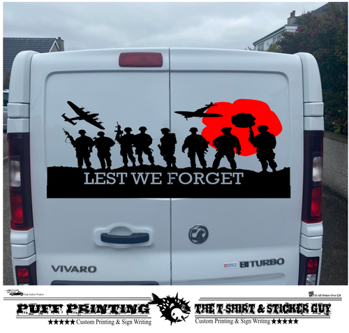 Lest We Forget LARGE Car Van Window Vinyl Decals Stickers Poppy Camper ...