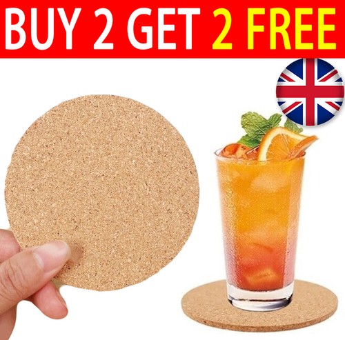 1X Natural Plain Real Cork Coasters - Round & Thick 9cm/3mm | eBay UK
