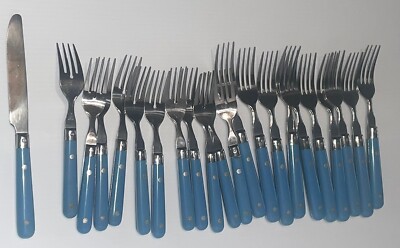 SALE Stainless Thailand Life Time Light Blue Handle Flatware Silverware ...
