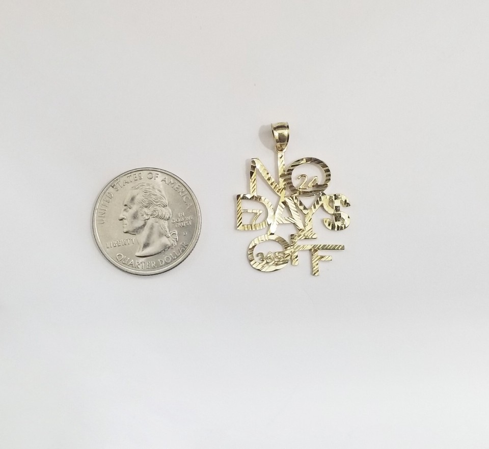 Real 10k Yellow Gold No Days Off Charm Pendant 10kt Gold | eBay