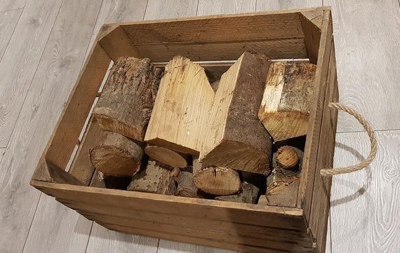 LOG BASKET WITH LID / FIRE WOOD STORAGE / FIREPLACE KINDLING BOX | eBay UK
