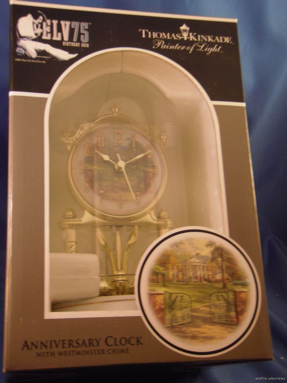 ELVIS PRESLEY PORCELAIN THOMAS KINKADE GRACELAND CHRISTMAS CLOCK ...