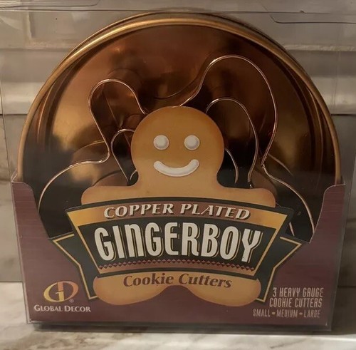 2000 Global Decor Copper Plated Gingerboy 3 Sizes Cookie Cutters W/ Storage Case | eBay