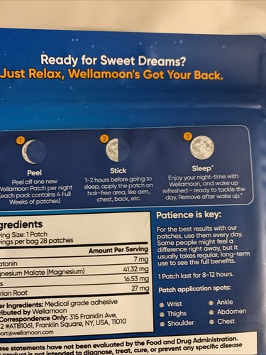 Wellamoon Sleep Support Patches 28 Patches NEW SEALED-Exp 9/17/26 Lot ...