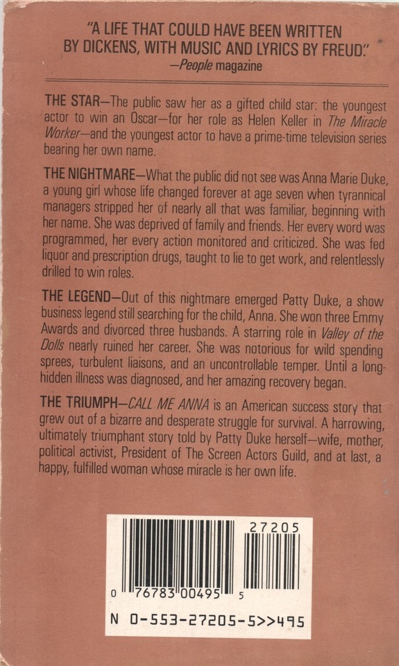 CALL ME ANNA By PATTY DUKE KENNETH TURAN Bantam Books PB 1987 1988 | eBay