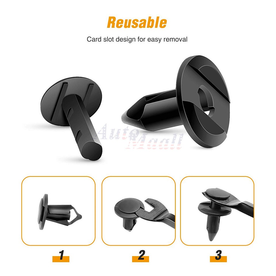 100pcs Nylon Push Type Retainer Clips for 8mm Hole GM 21030249 Chrysler ...