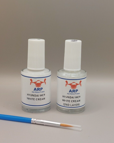 For Hyundai Code WC9 White Cream Car Touch up Paint + Fine Tipped Brush ...