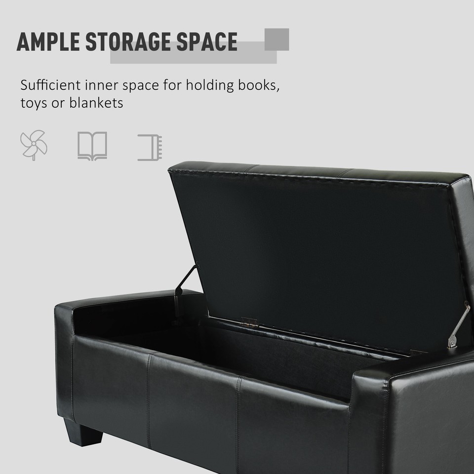 Home Modern Ottoman Storage Bench Seat Footrest Sofa Shoe Faux Leather ...