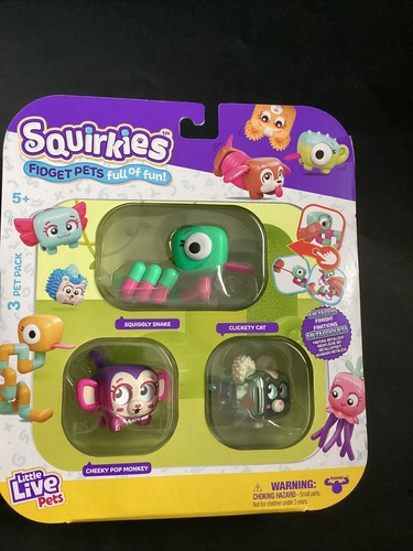 SQUIRKIES 3 PACK SQUIGGLY SNAKE, CHEEKY POP MONKEY METALLIC CLICKETY ...