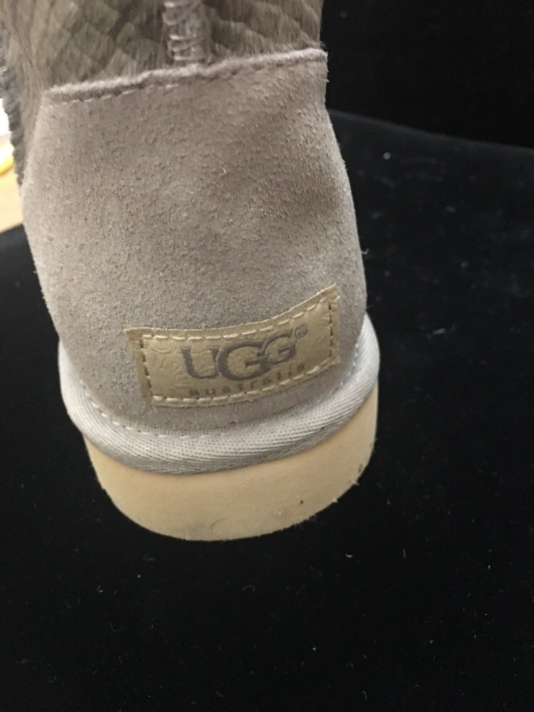UGG CLASSIC SHORT CALF HAIR SCALES Brown Oyster Fur Leather Winter ...