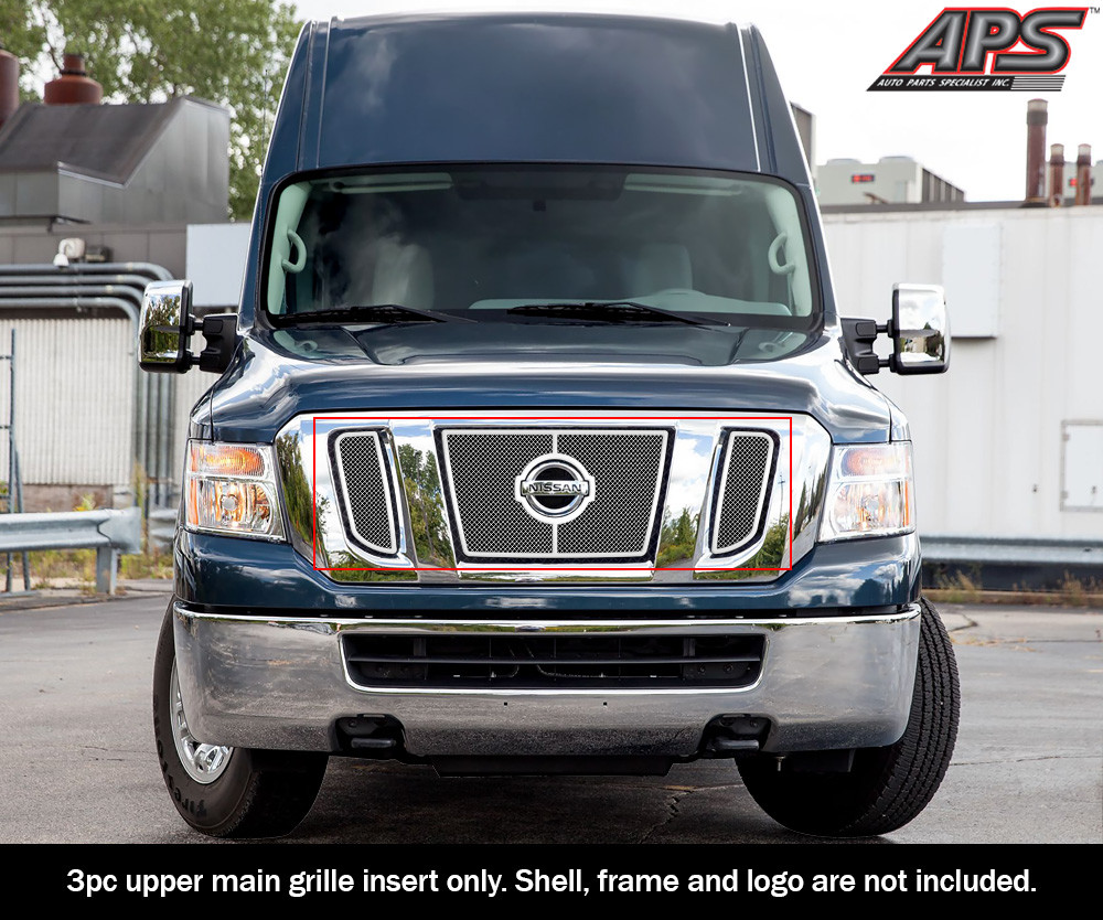 Fits 2012-2019 Nissan NV 2500/3500 Upper Stainless Chrome Mesh Grille ...