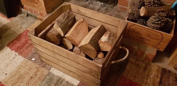 LOG BASKET WITH LID / FIRE WOOD STORAGE / FIREPLACE KINDLING BOX | eBay UK