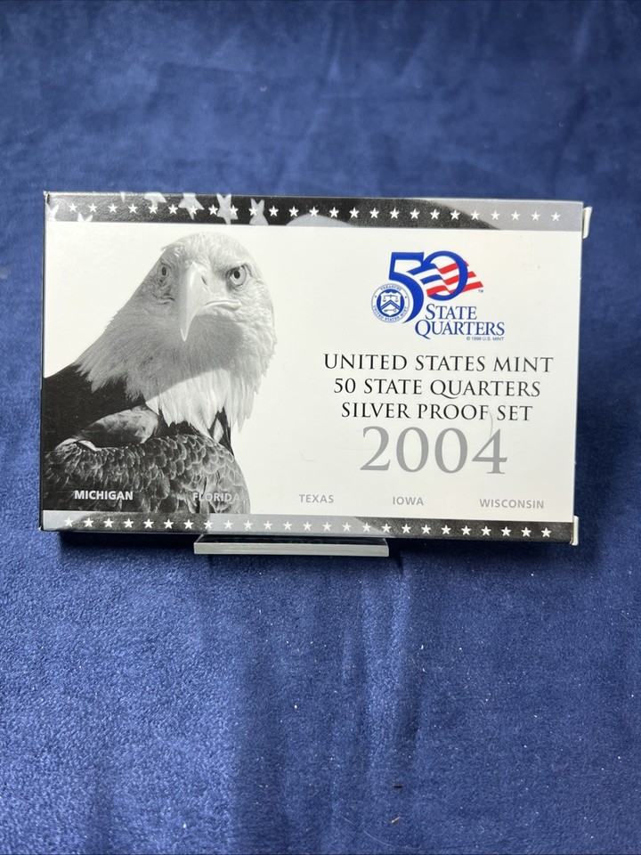 2004 US Mint 50 State Quarters Silver Proof Set in Original Box/COA ...