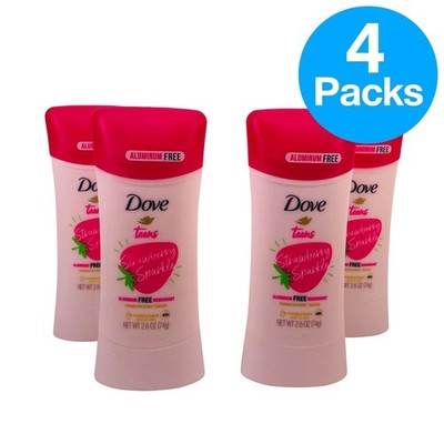 Dove Teens Strawberry Sparkle 2.6 oz 4 Pack Aluminum Free New | eBay