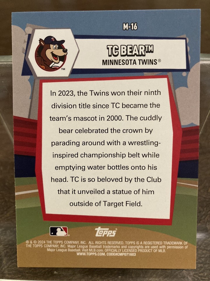 2024 Topps Big League Mascots TC Bear #M-16 Twins | eBay