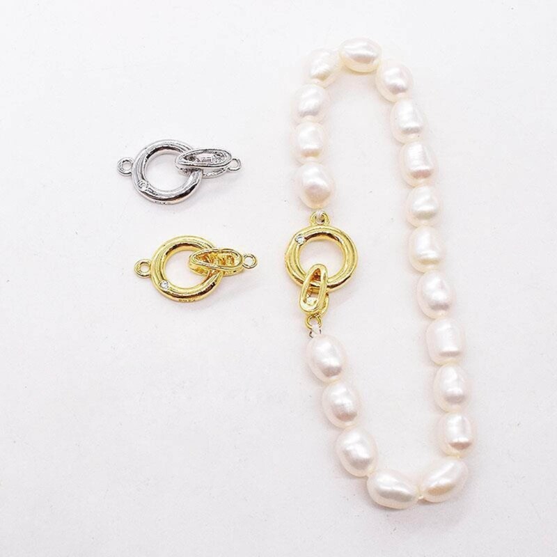 5 Pcs/set Round Silver Clasp Closures Connectors O-Bracelet Buckle ...