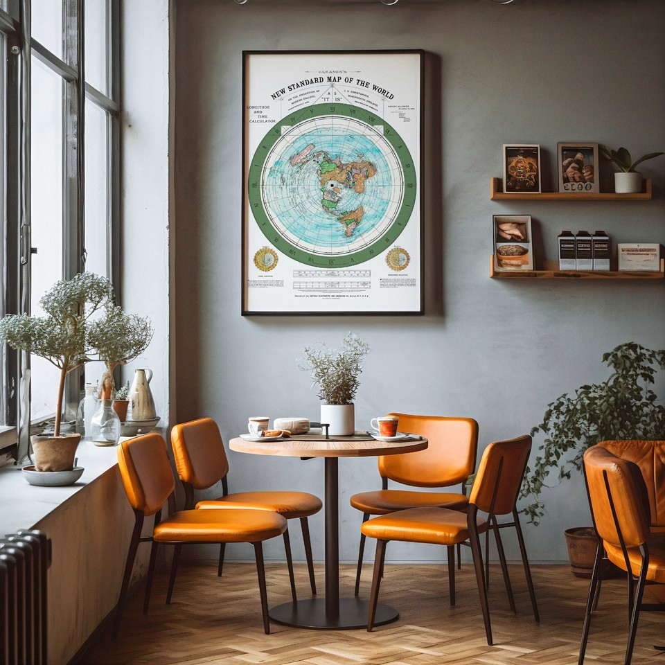 Flat Earth Map + Patent + Verso Key Alexander Gleason 1892 Standard ...